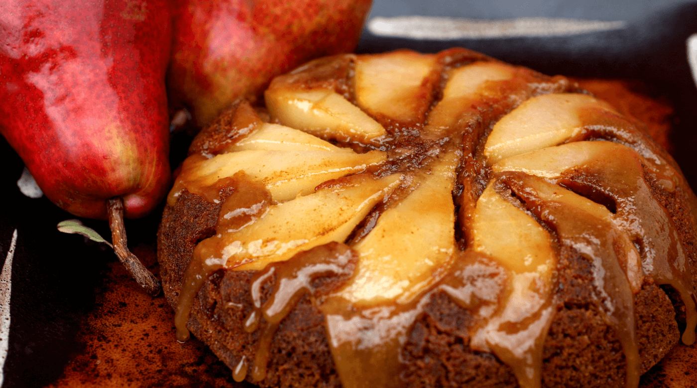 Upside-Down Gingerbread-Pear Torte - Shamrock Foods