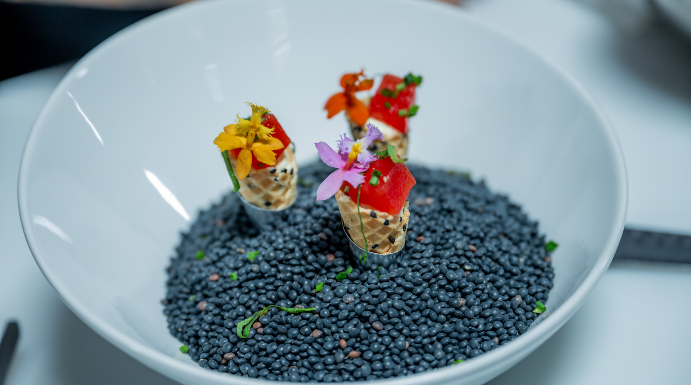 Sesame Cones Filled With Whipped Corn-Flavored Feta & Spicy Compressed ...